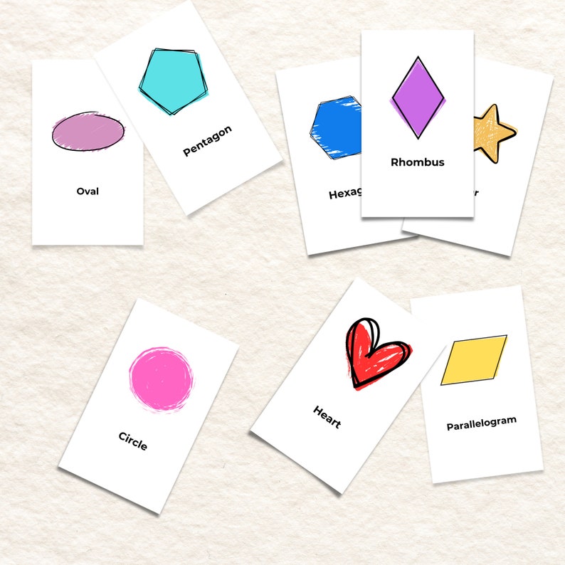 Shapes Flash Cards Printable Shapes Cards for Kid Educational Cards ...