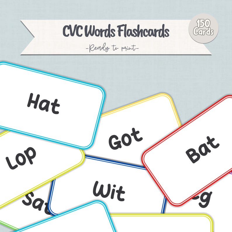 150 CVC Words Flashcards Printable Montessori Phonics Cards CVC Kid ...