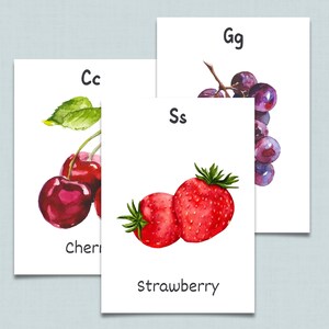 26 ABC Fruits Flashcards Printable Alphabet Cards Fruits Montessori ...