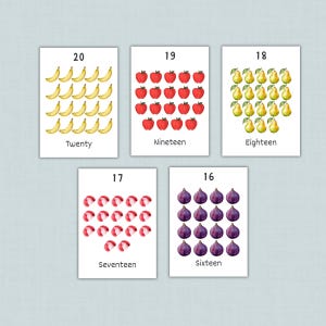 20 Numbers Fruits Flashcards Printable Learnt to Count Cards Fruits ...