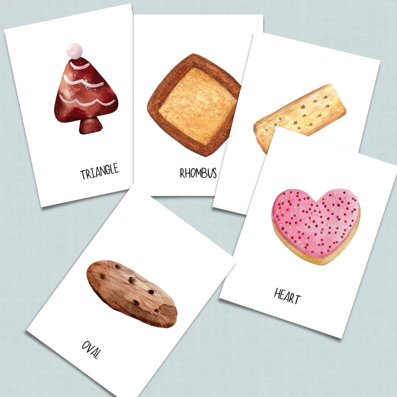 10 Shape Flashcards Printable Shape Cookies Montessori Shape Cards ...