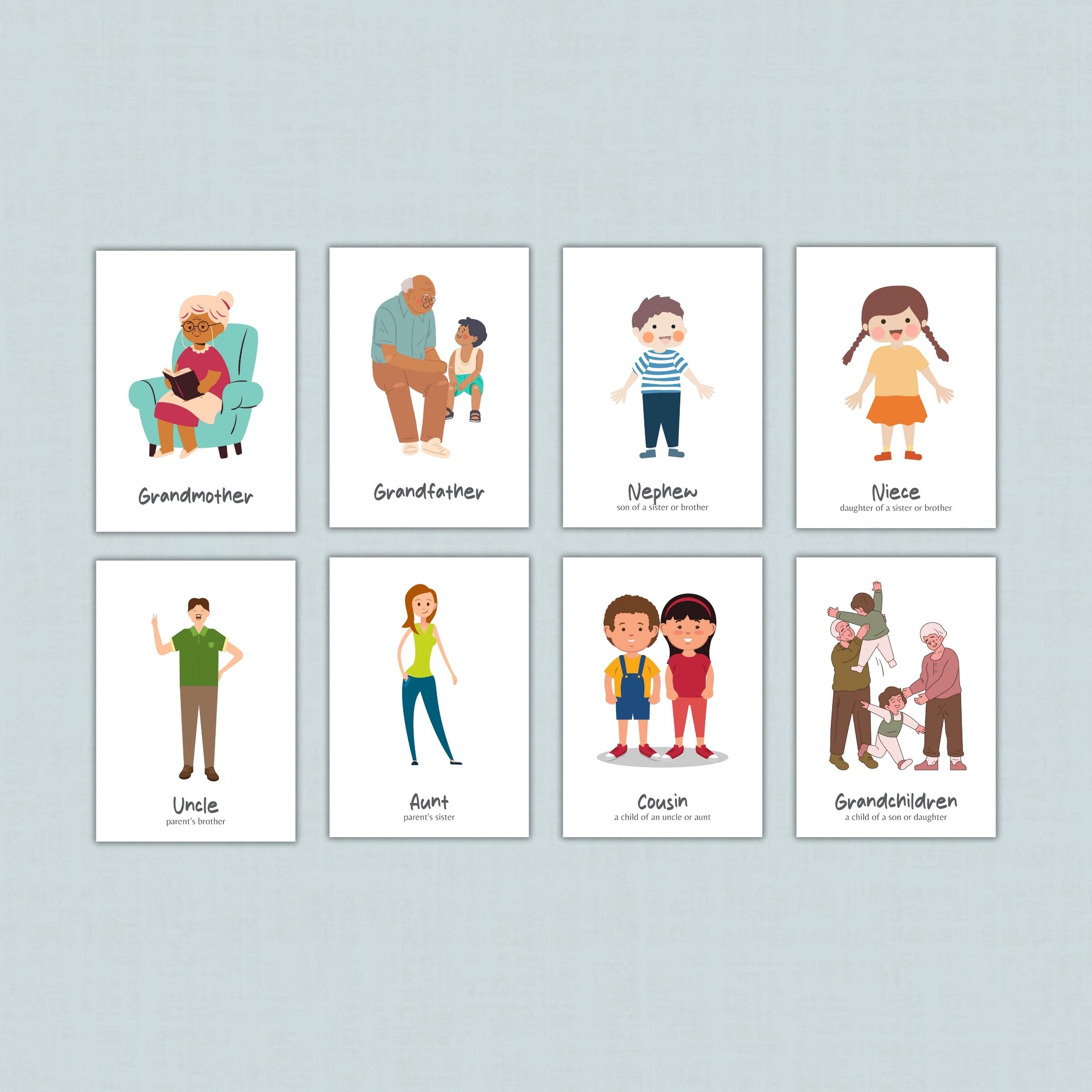 16 Family Flashcards Printable Montessori Family Flashcard Nursery Kid ...