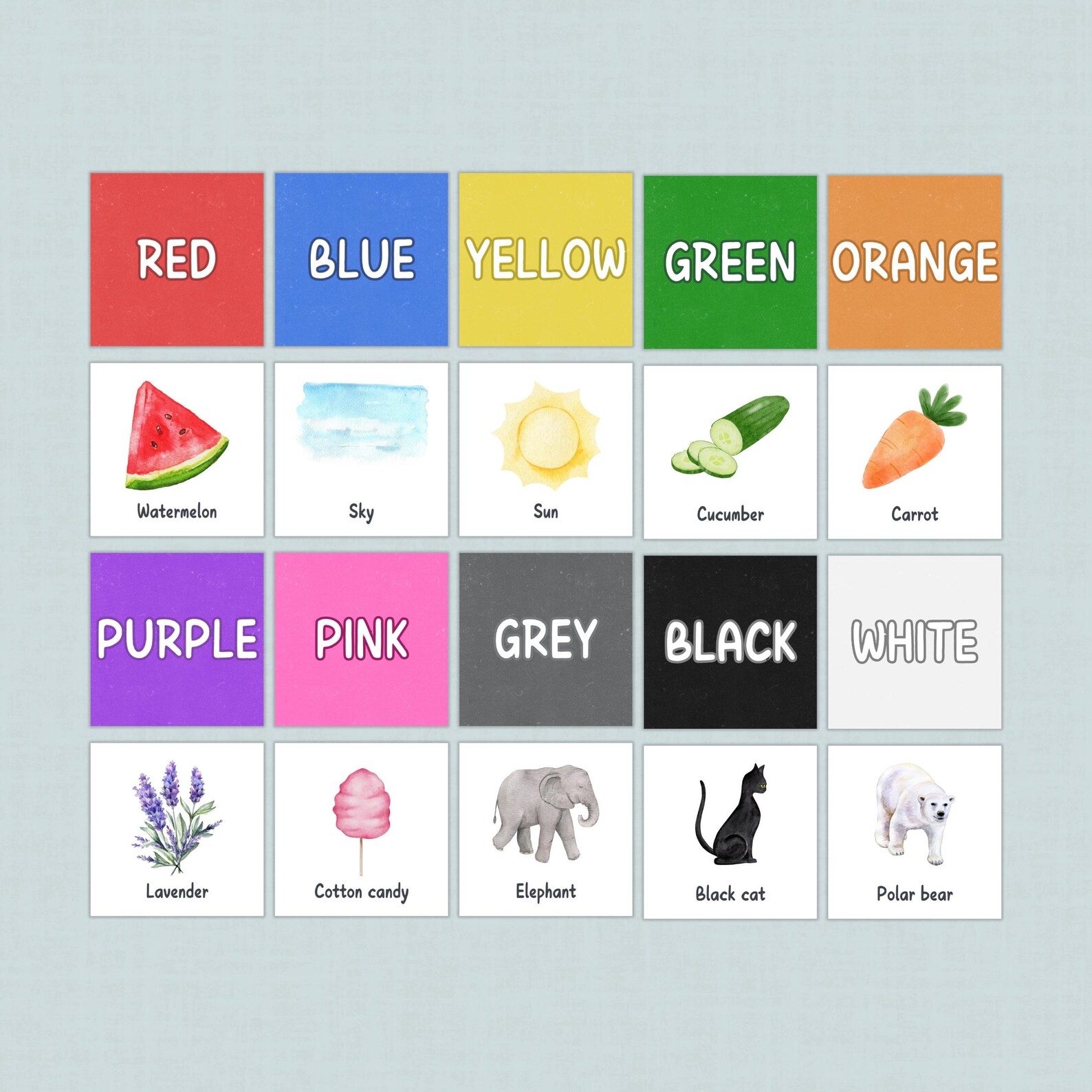 Color and Sorting Flashcards Printable 60 Color and Sorting Cards ...