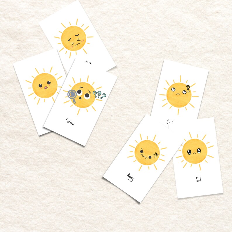 Emotions Flash Cards, Printable Card Emotions, Colorful Feelings Cards ...