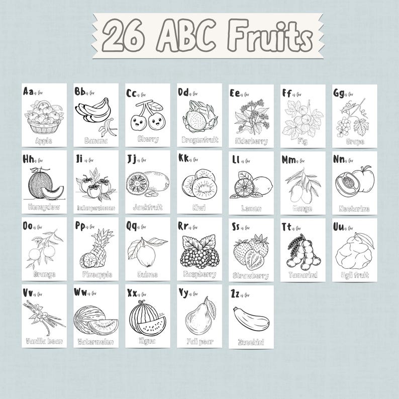 52 ABC Coloring Book Printable Montessori Pages Baby's First Book ...