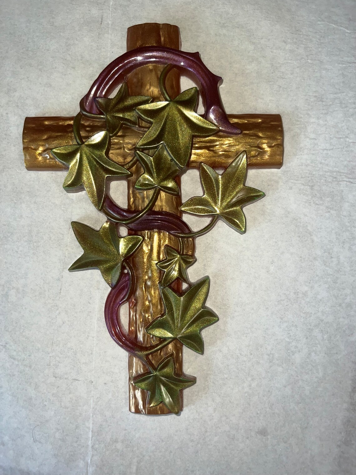Cross With Ivy and Purple Sash Resin Cross Wall Hanging - Etsy