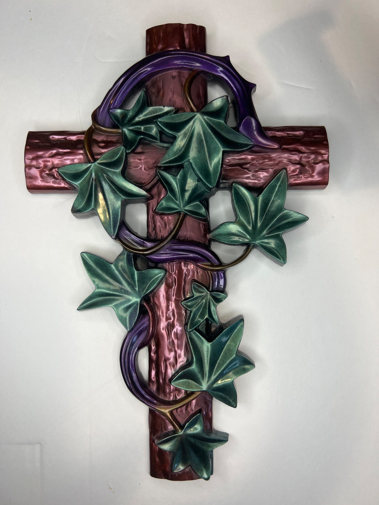Cross With Ivy and Purple Sash Resin Cross Wall Hanging - Etsy