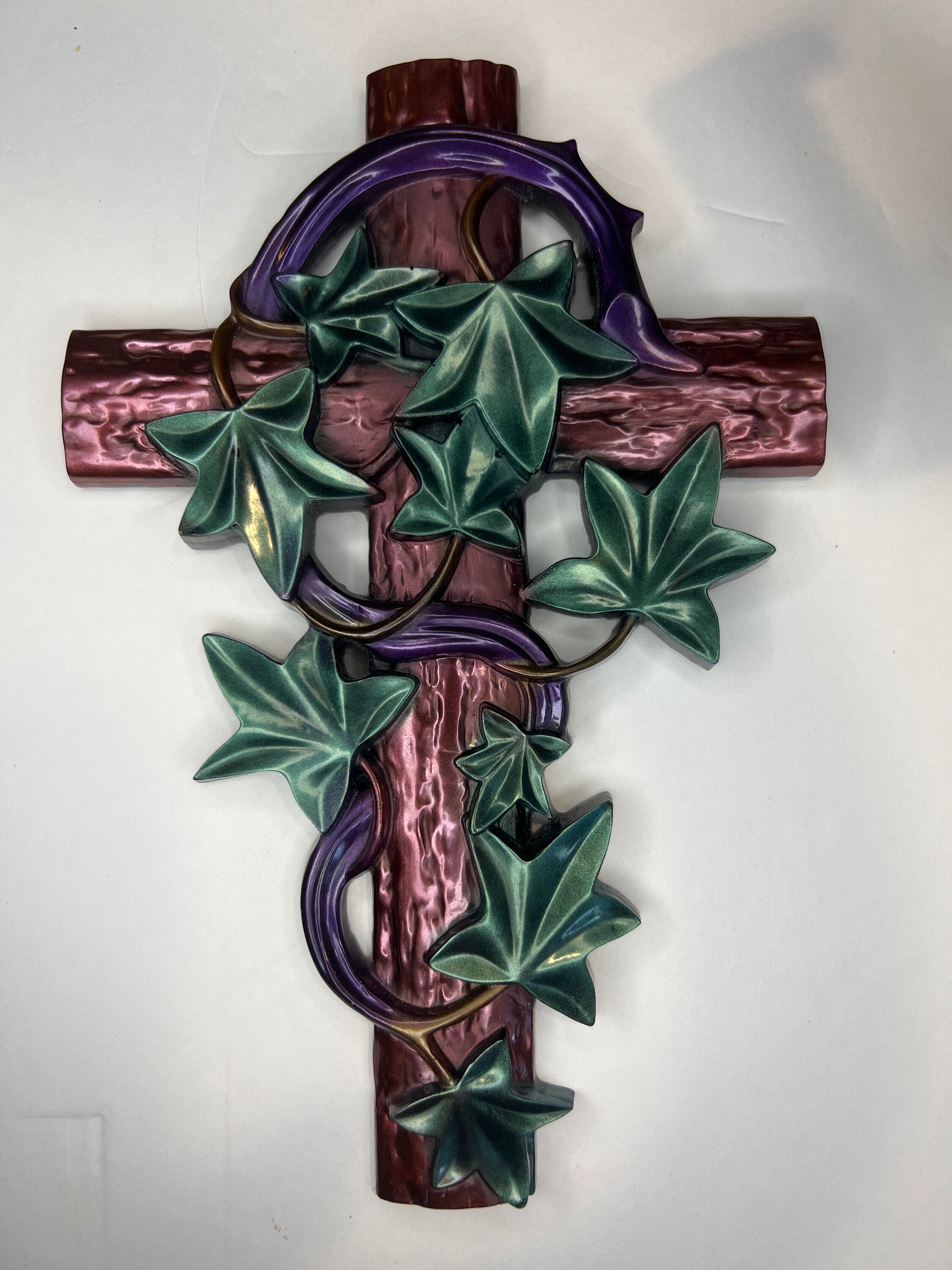 Cross With Ivy and Purple Sash Resin Cross Wall Hanging - Etsy