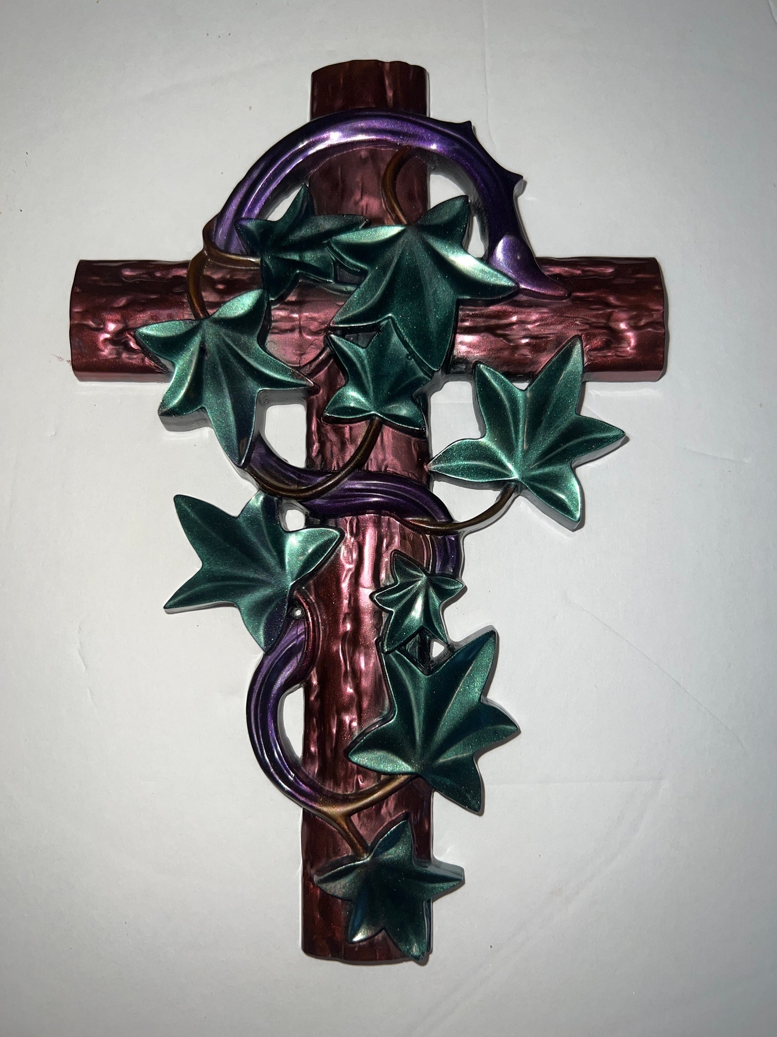 Cross With Ivy and Purple Sash Resin Cross Wall Hanging - Etsy