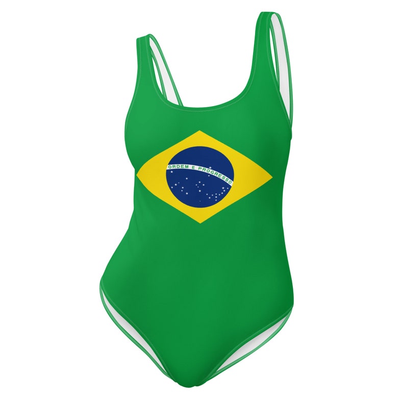 Brazil Flag One-piece Swimsuit, Brazilian Goddess Swimsuit, Bathing ...