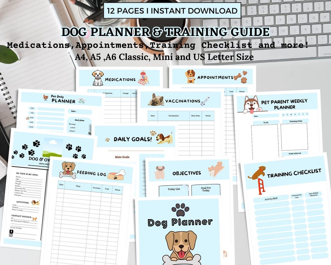 Baby Blue Dog Planner & Training Guide | Puppy Training Schedule, Daily ...