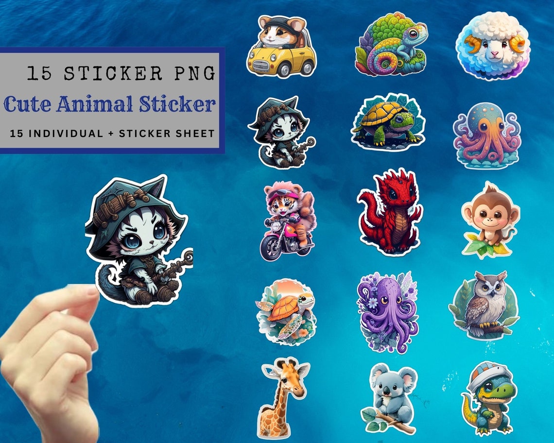 Cute Kawaii Animal Sticker Sheet, Printable Stickers (PNG/JPG) - Etsy