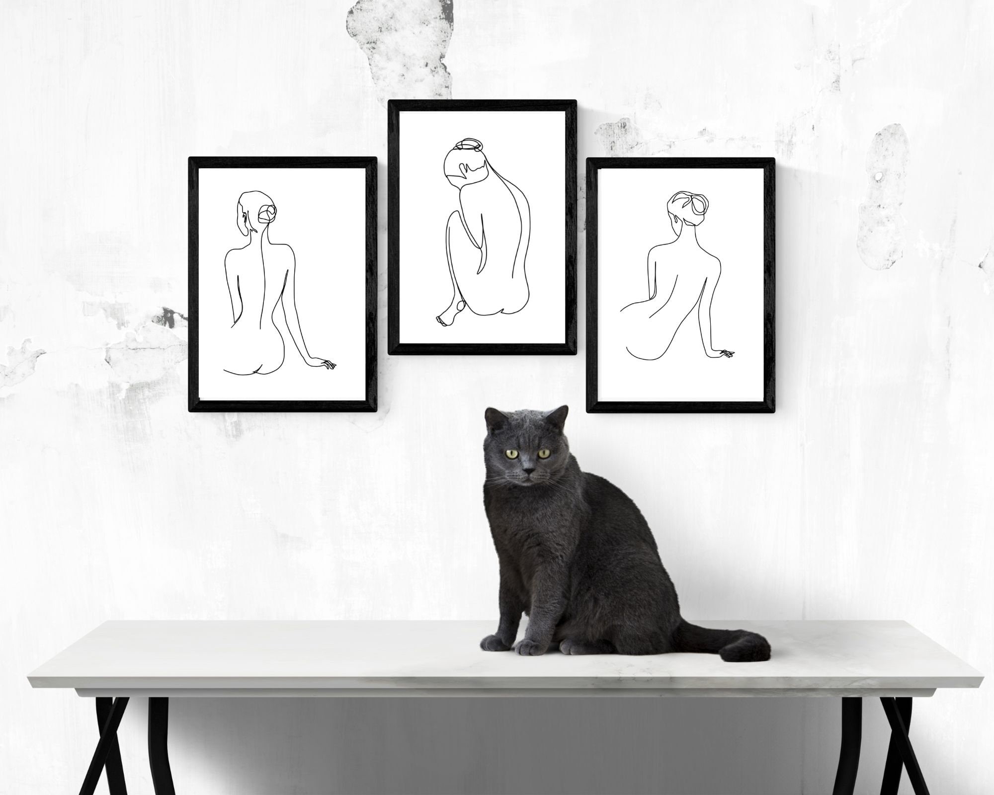 Woman Line Art Back Naked Print, Female Figure Line Art, Back Naked ...