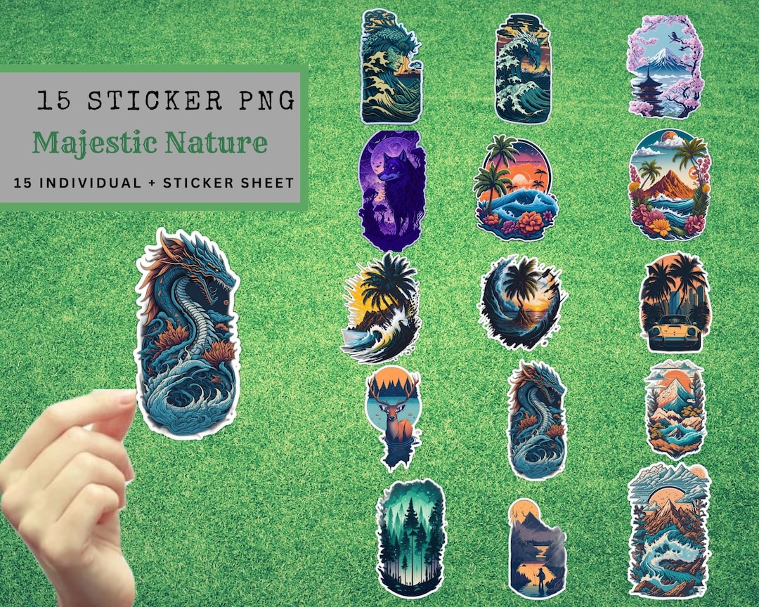 Majestic Nature Stickers, Sticker Nature, Set of Nature, Mountains ...