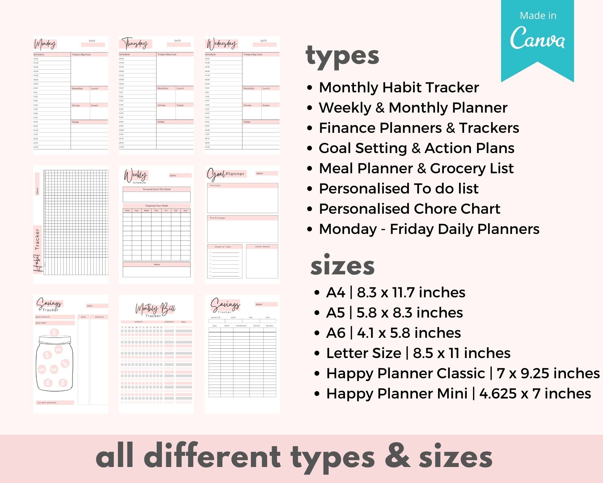 20+ Blush Pink Planner Templates Canva, Productivity Planner Templates ...