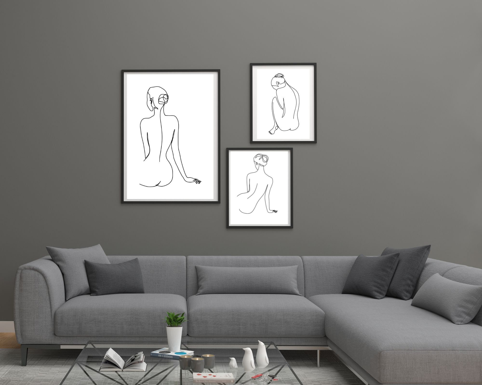 Woman Line Art Back Naked Print, Female Figure Line Art, Back Naked ...