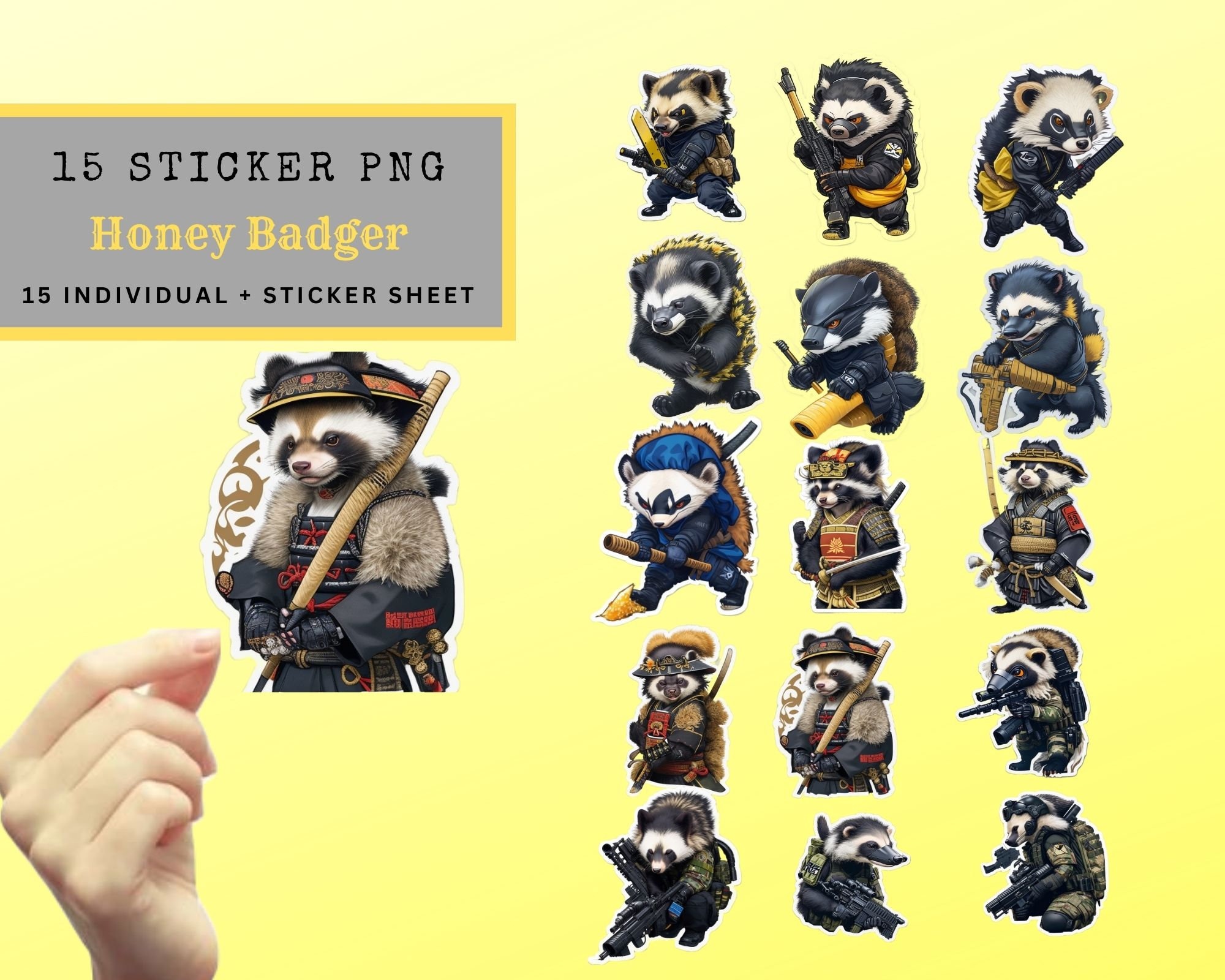 Fearless Honey Badger Sticker, Honey Badger Sticker, PNG Stickers ...