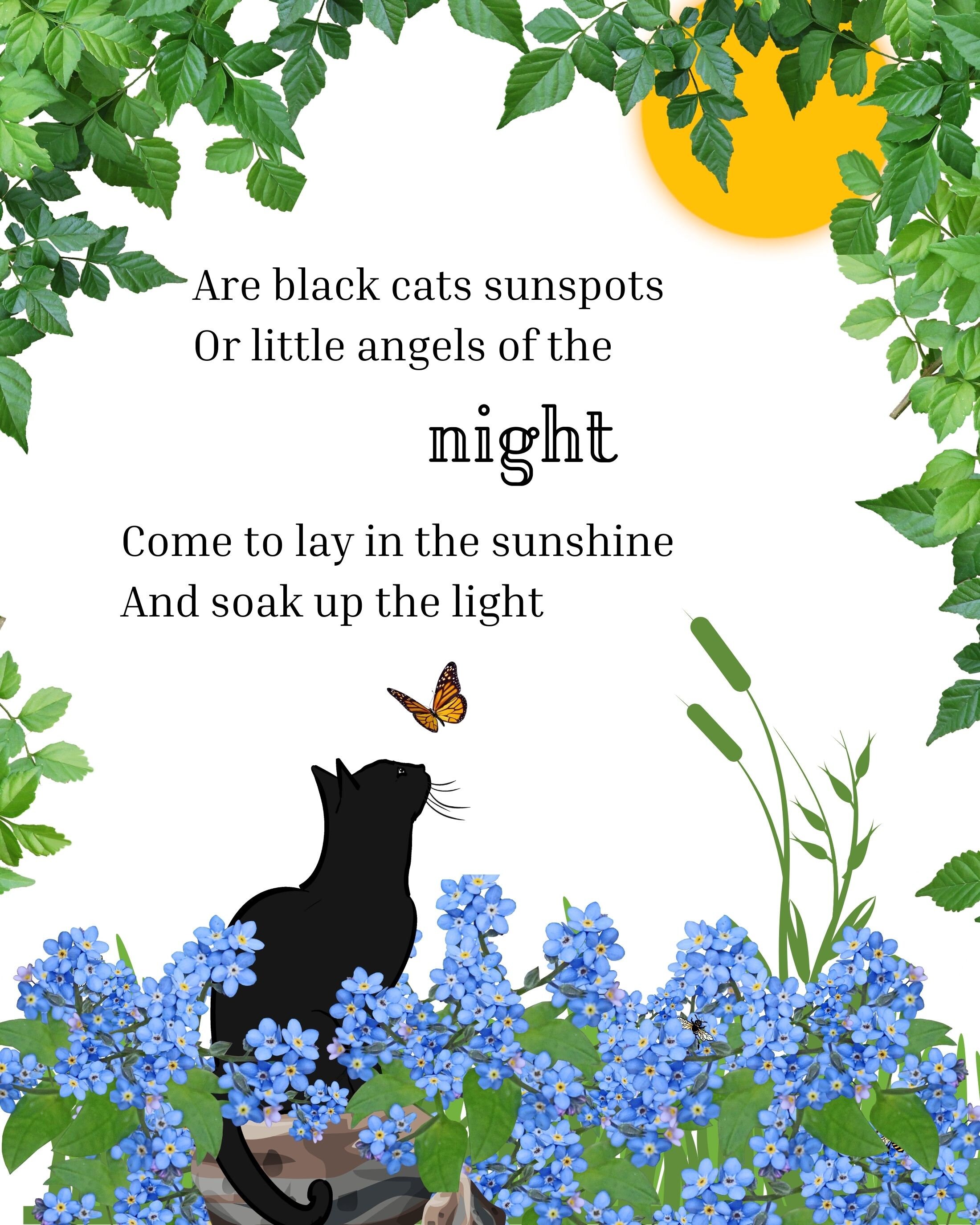 Black Cats Printable Art Poem - Etsy