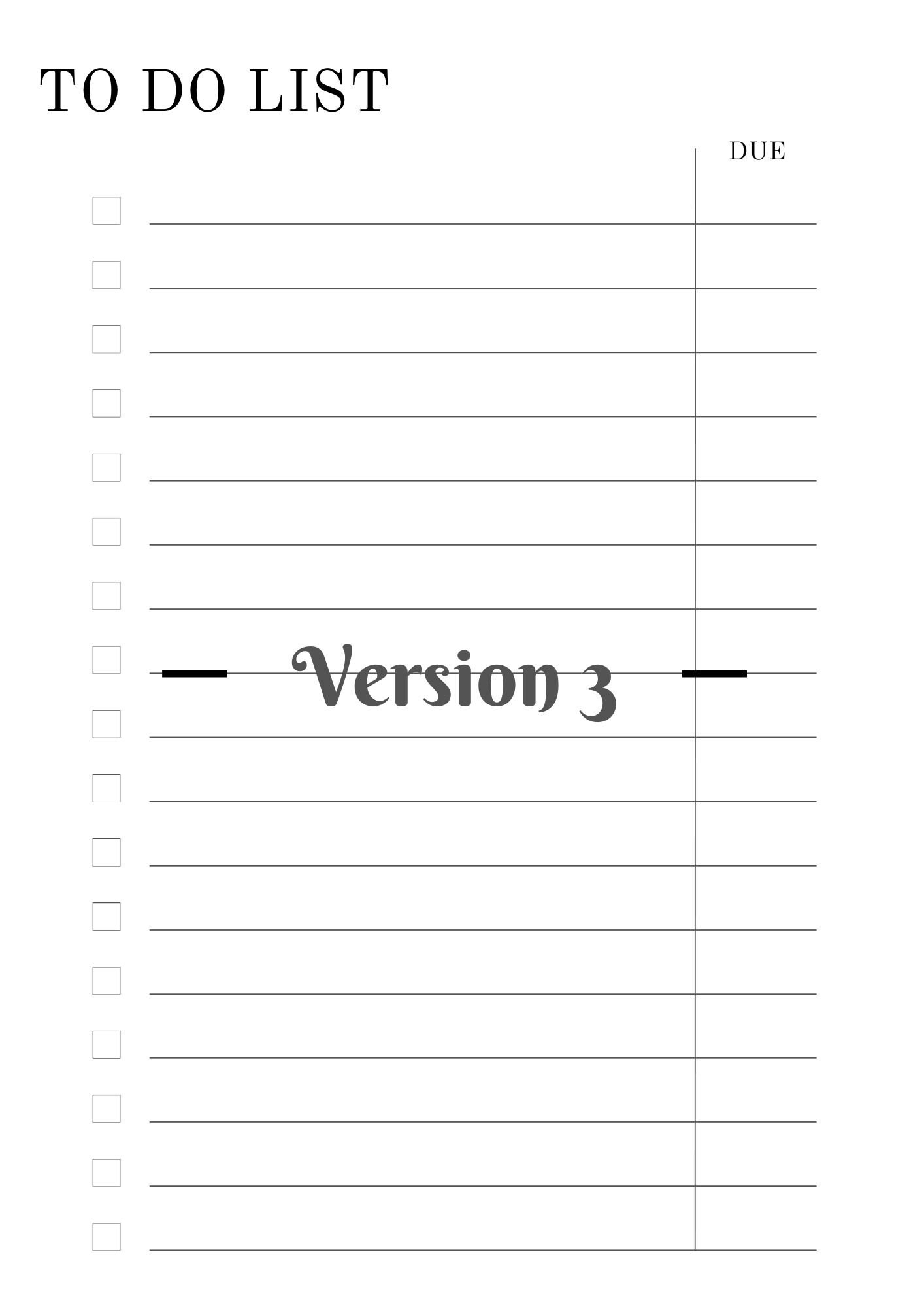 To Do List Printable/ Black & White Simple Planner/ A4 Size ...