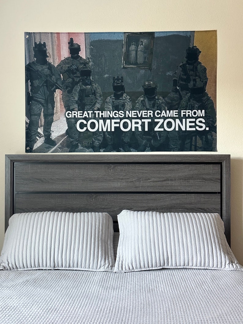 No Comfort Zones Motivational Flag Daily Reminder Inspirational Banner ...