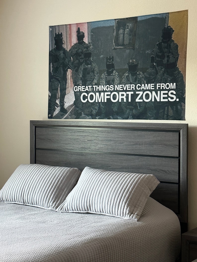 No Comfort Zones Motivational Flag Daily Reminder Inspirational Banner ...