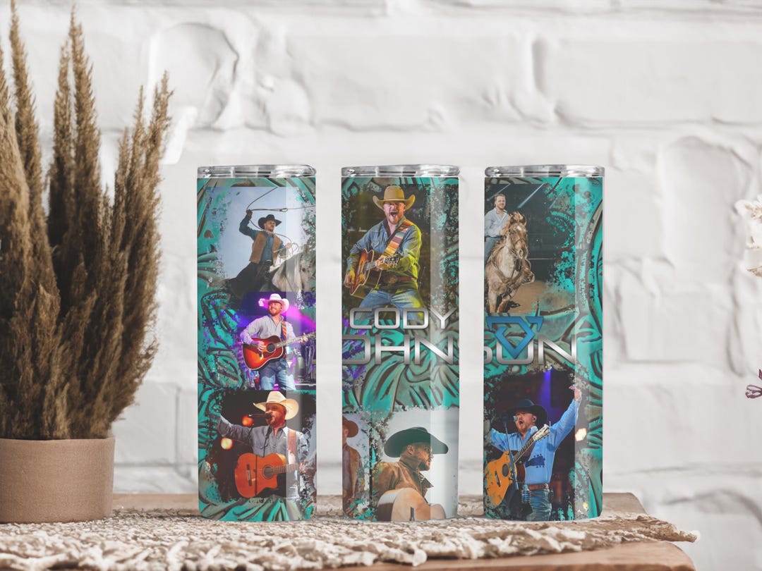 20oz EXCLUSIVE Cody Johnson Teal Collage Tumbler, Cojo Nation Gifts ...