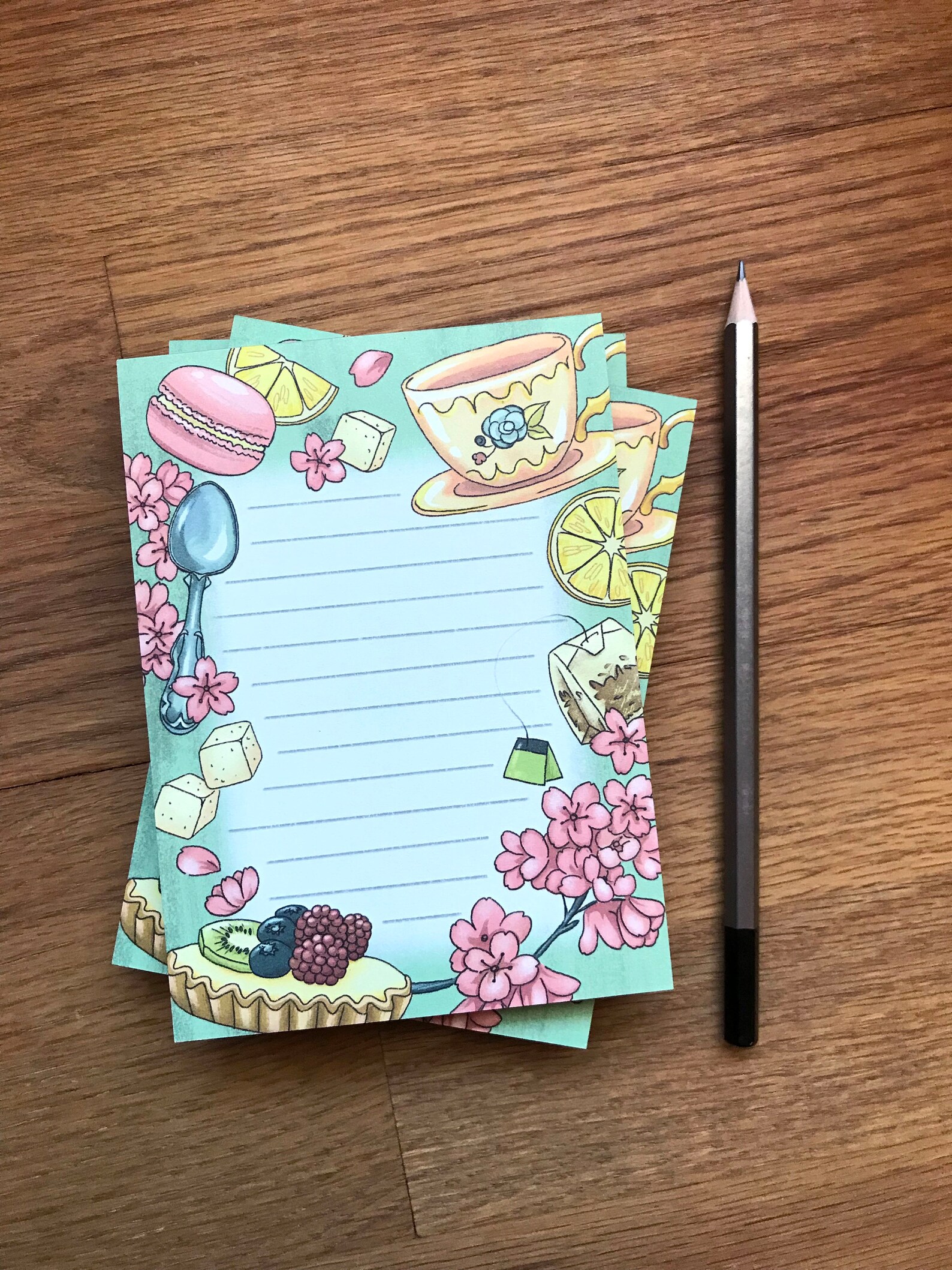 Spring Tea Party Notepad Notepad 50 Pages 4 X 5.5 Inches Shopping List ...