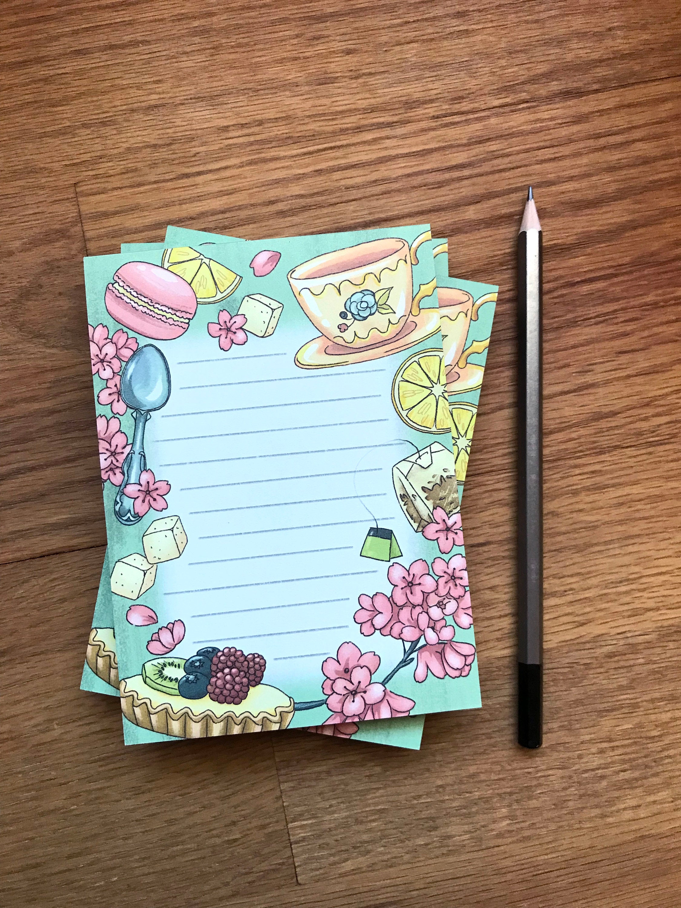 Spring Tea Party Notepad Notepad 50 Pages 4 X 5.5 Inches Shopping List ...