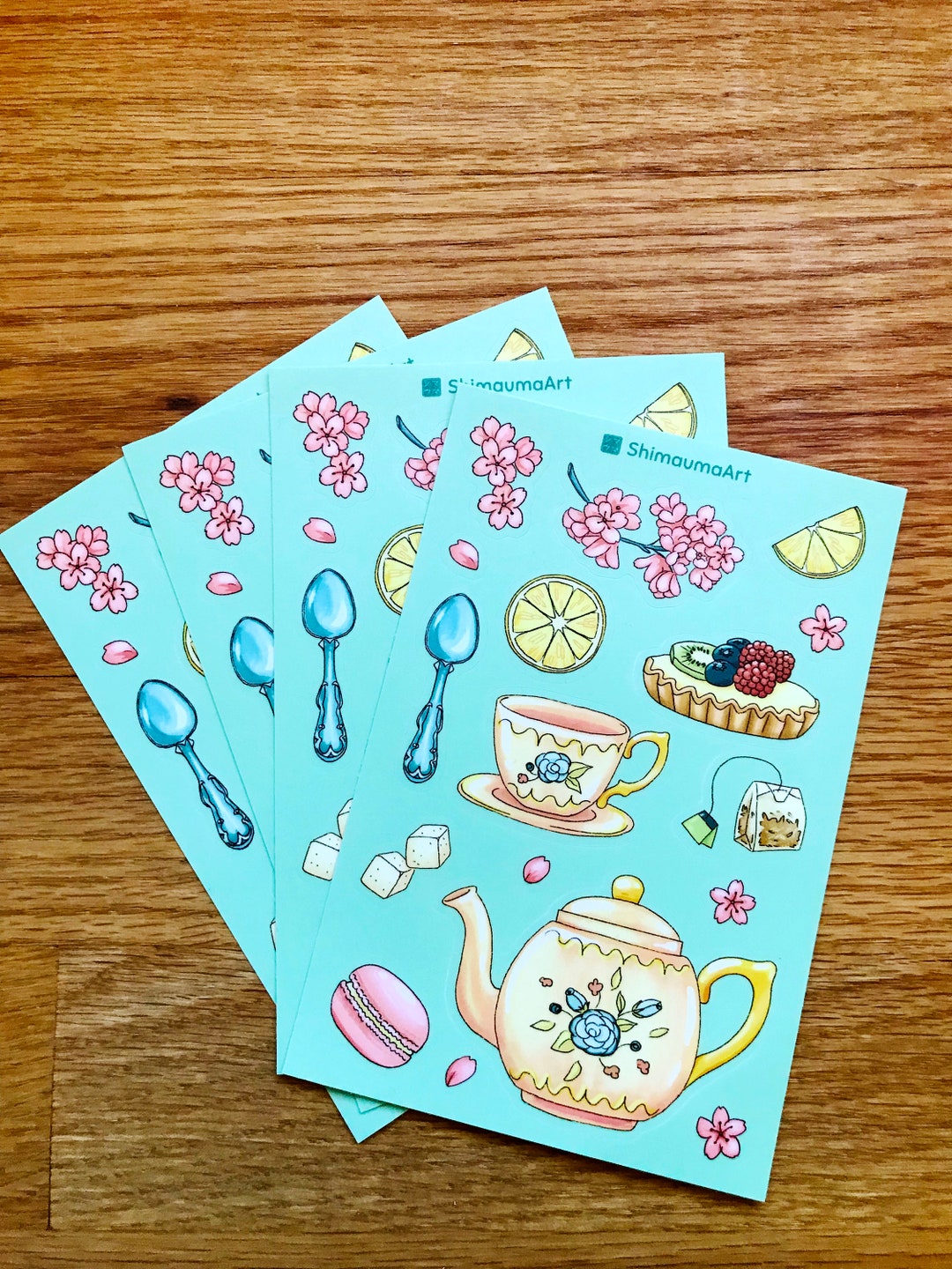 Spring Tea Party Sticker Sheet | 4x6 Sheet | 17 Stickers | Vinyl ...