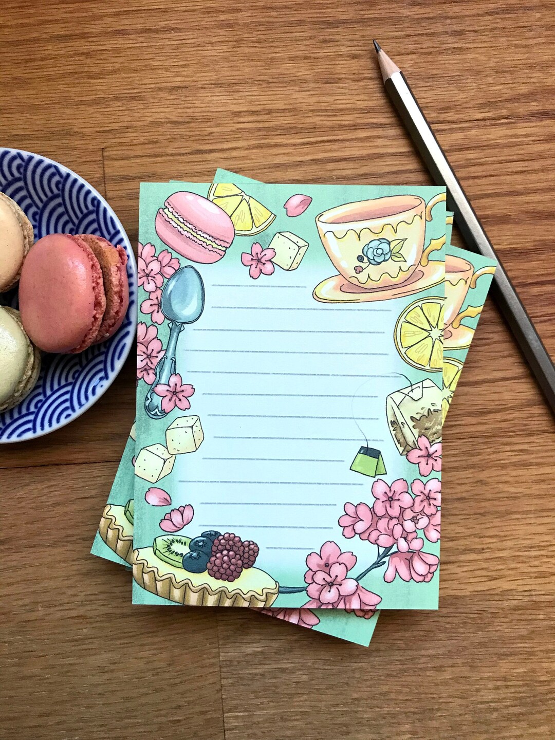 Spring Tea Party Notepad | Notepad 50 Pages | 4 X 5.5 Inches | Shopping ...