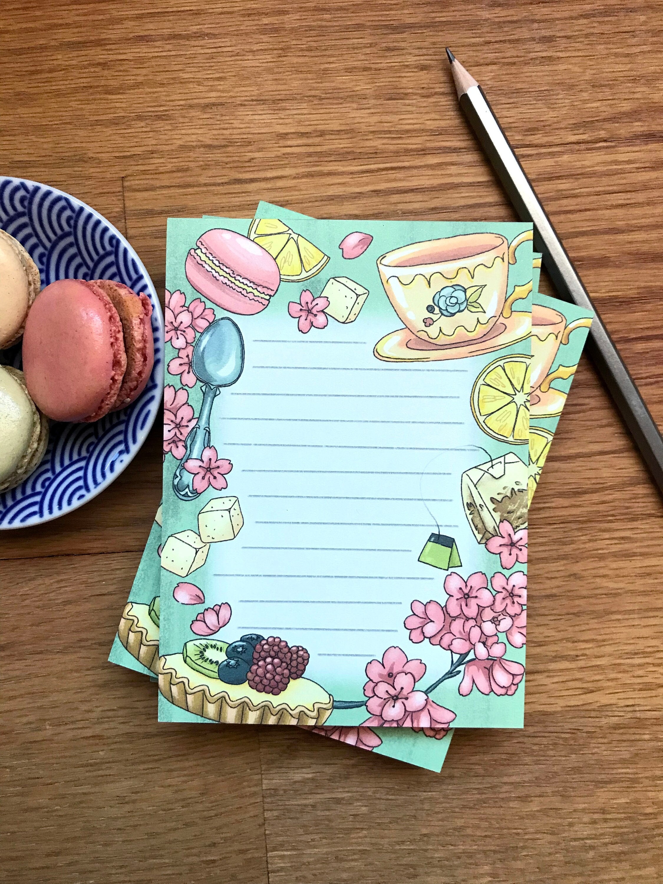 Spring Tea Party Notepad | Notepad 50 Pages | 4 X 5.5 Inches | Shopping ...