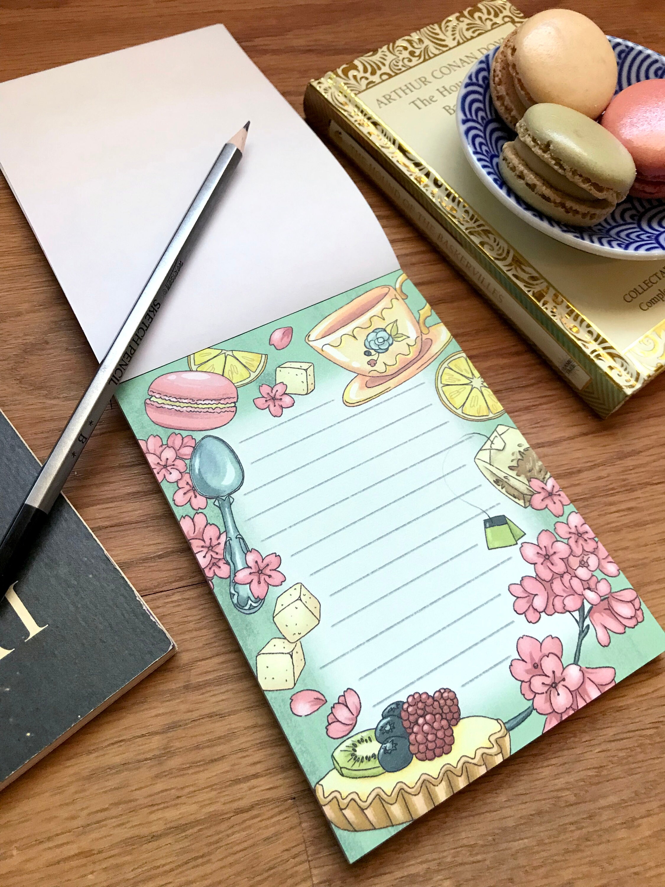 Spring Tea Party Notepad Notepad 50 Pages 4 X 5.5 Inches Shopping List ...