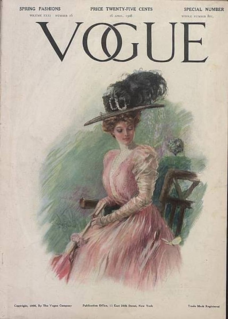 VOGUE MAGAZINE COVER, April 16, 1908 - Etsy