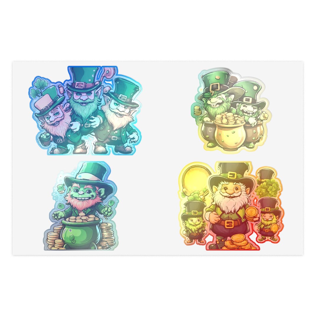 Leprechaun Stickers Bundle | Die-cut, Weatherproof, Holographic ...