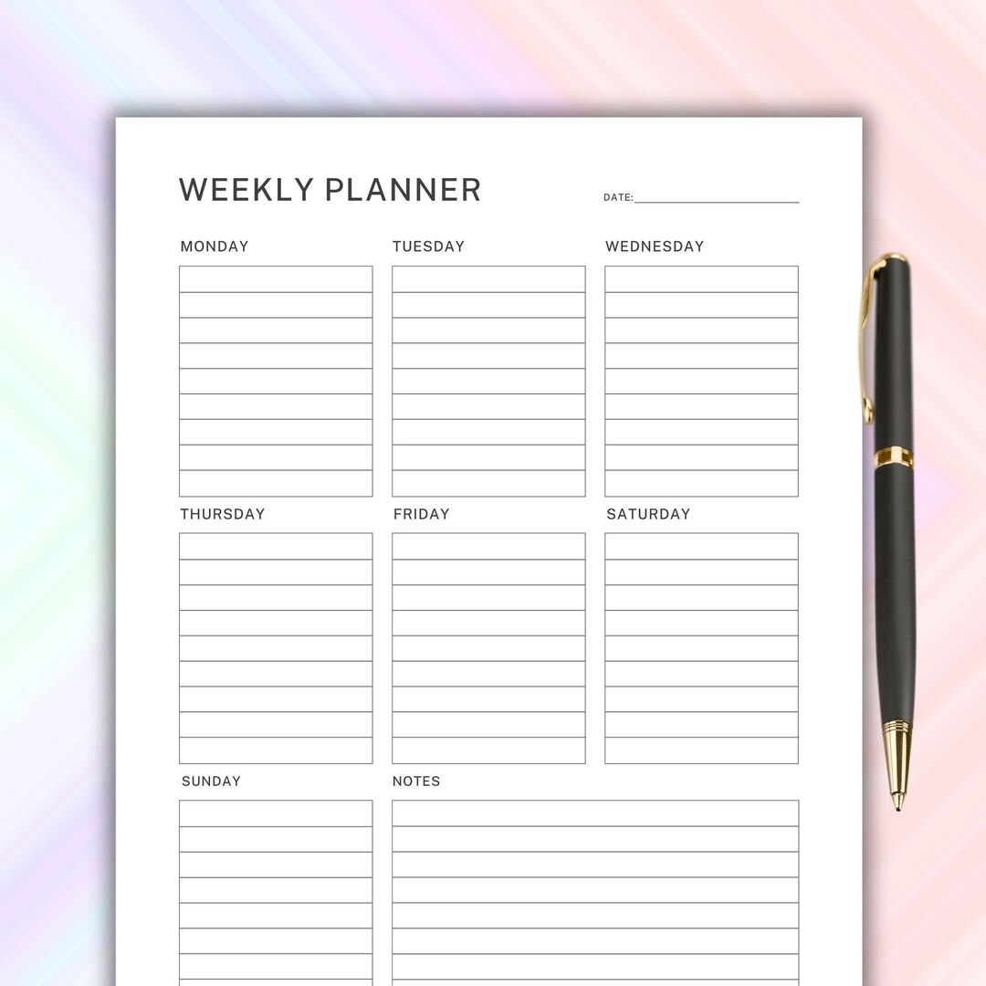 Weekly Planner Printable to Do List Minimal Weekly Schedule Weekly ...
