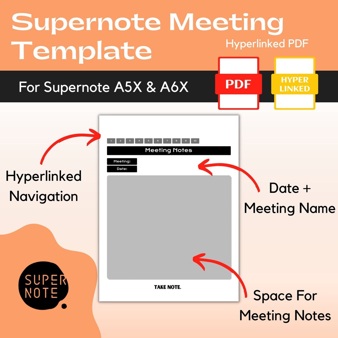 Supernote Meeting Template. Meeting Planner Hyperlinked - Etsy
