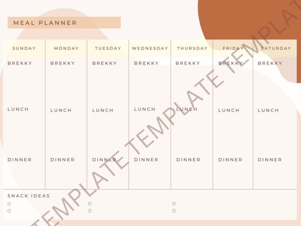 Editable Digital Meal Planner, Weekly Planner, Meal Prep, Breakfast ...