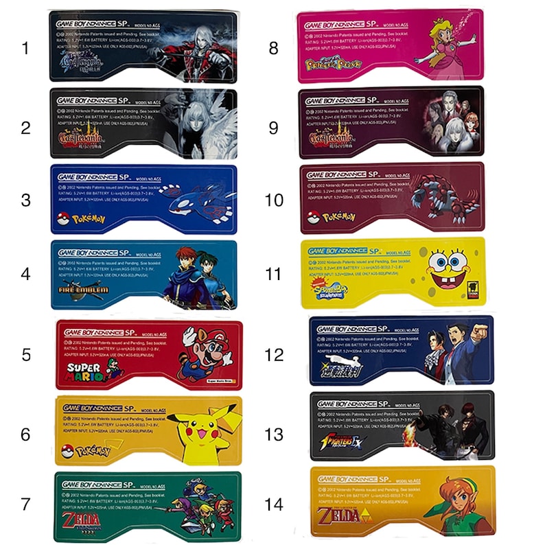 GBA SP Upgraded Custom Label Pokemon Zelda Mario Fire Emblem ...