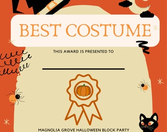 Halloween Costume Award Certificate Templates-12 Unique Awards to ...