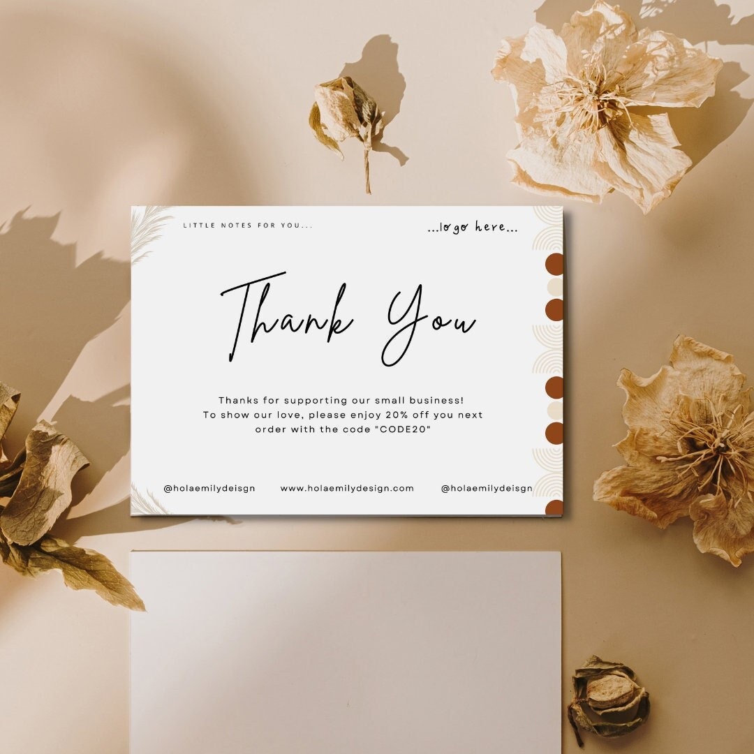 Thank You Card Canva Template - Etsy