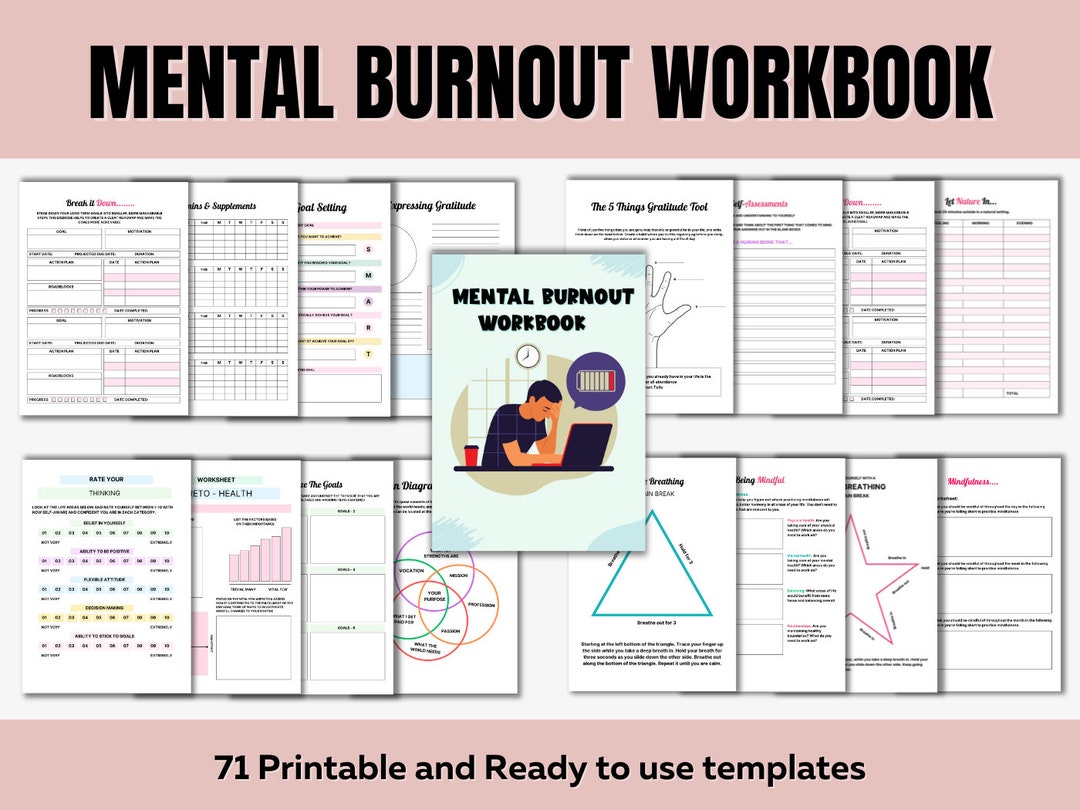 Mental Burnout Workbook, Mental Dump Planner, Burnout Recovery Workbook ...