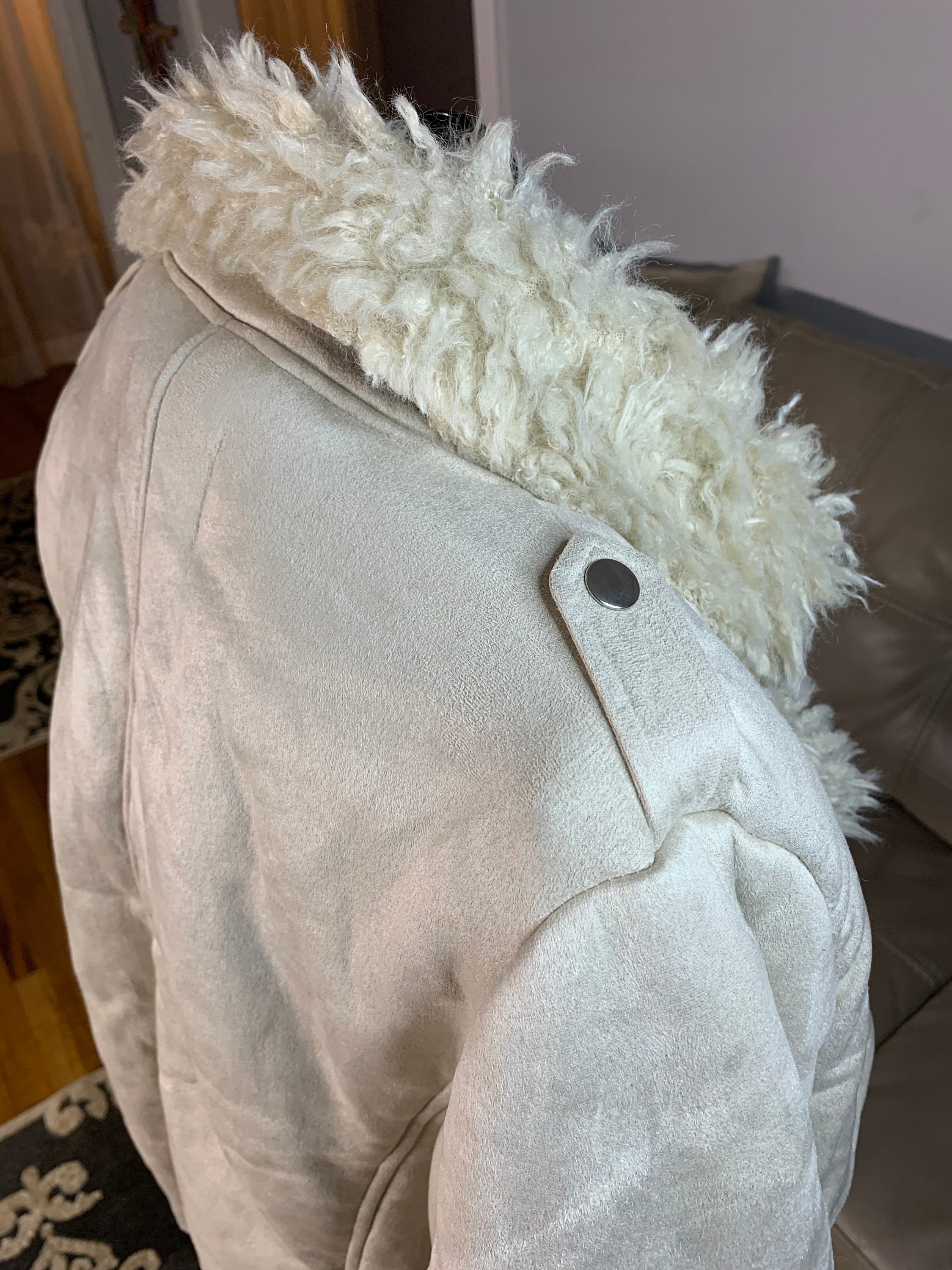 PLUS SIZE Ivory Suede Sheep Wool Lined Fur Coat - Etsy