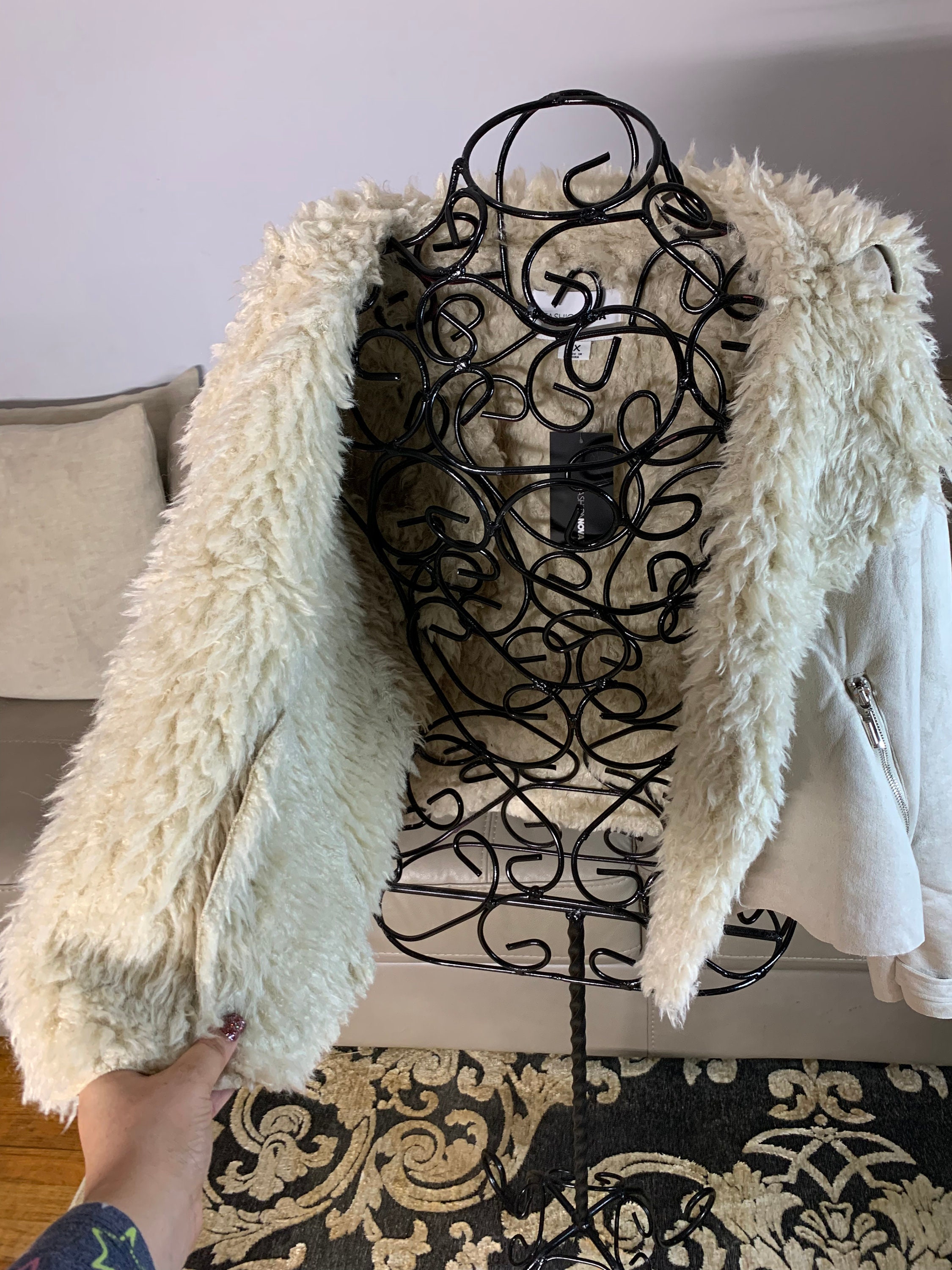 PLUS SIZE Ivory Suede Sheep Wool Lined Fur Coat - Etsy