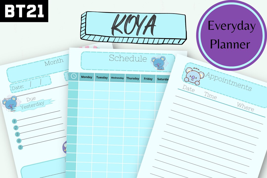Koya Planner BT21 Character Themes - Etsy Australia