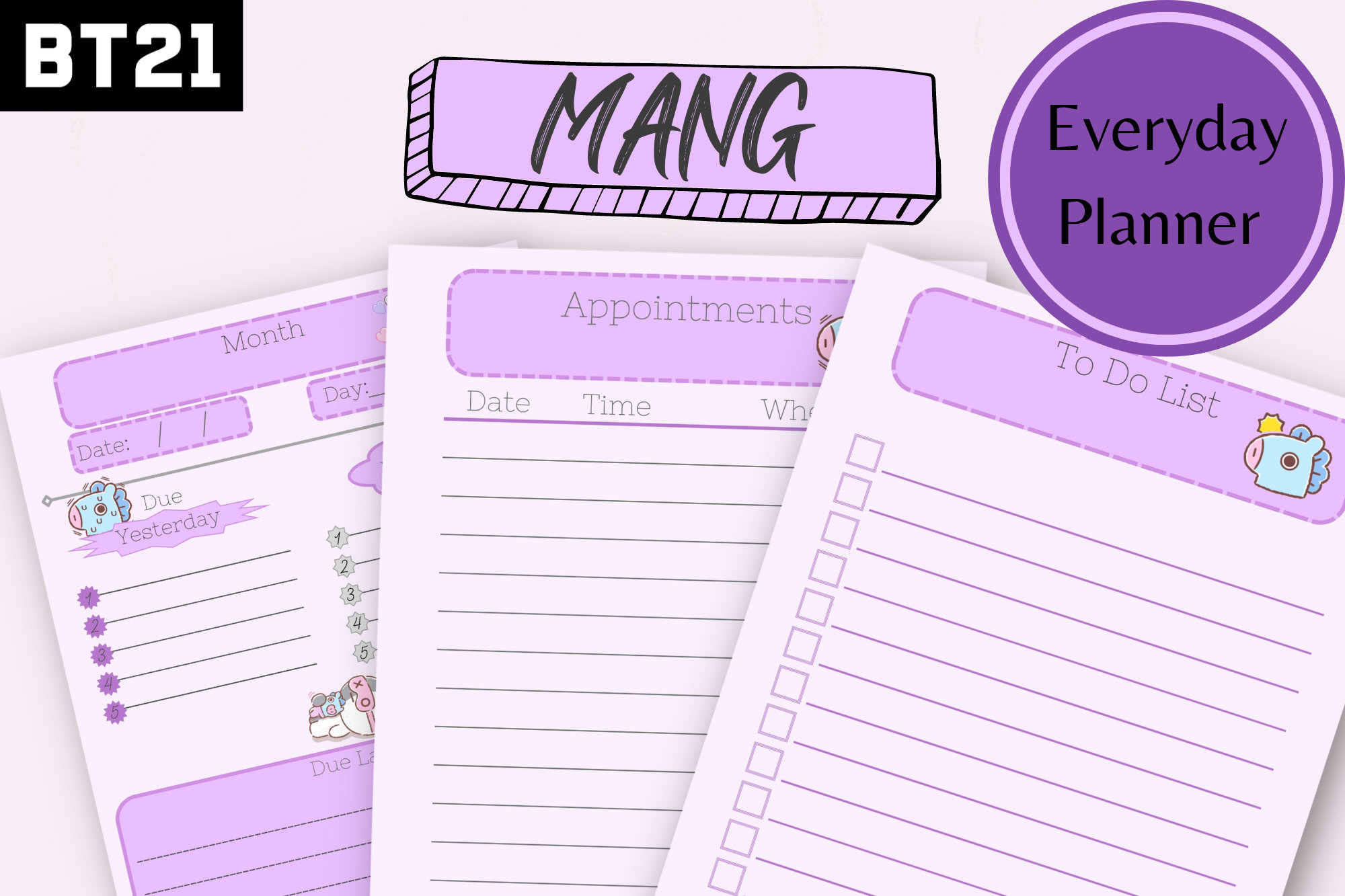 Mang Planner BT21 Character Themes - Etsy