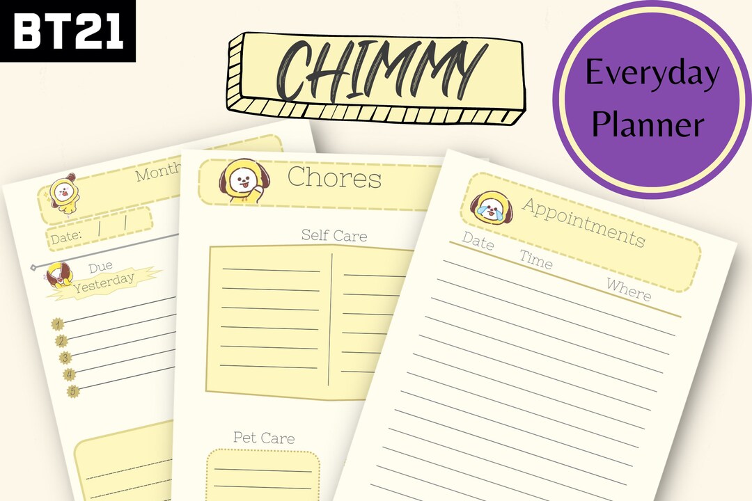 Chimmy Planner BT21 Character Themes - Etsy