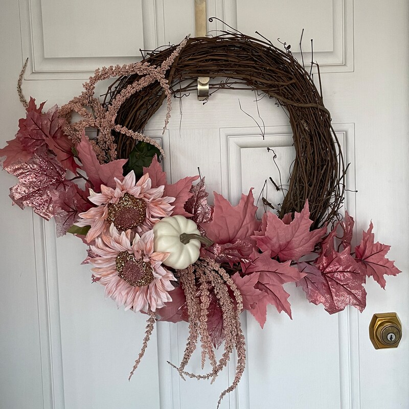 Pink Fall Wreath - Etsy