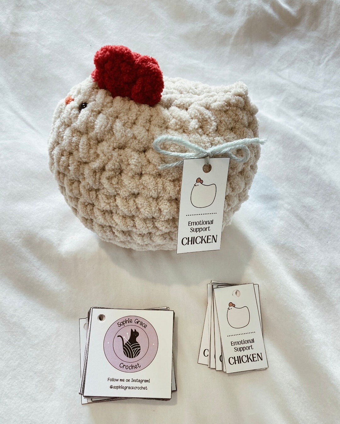 Crochet Chicken Emotional Support Pet Unique Gift Handmade for Loved ...