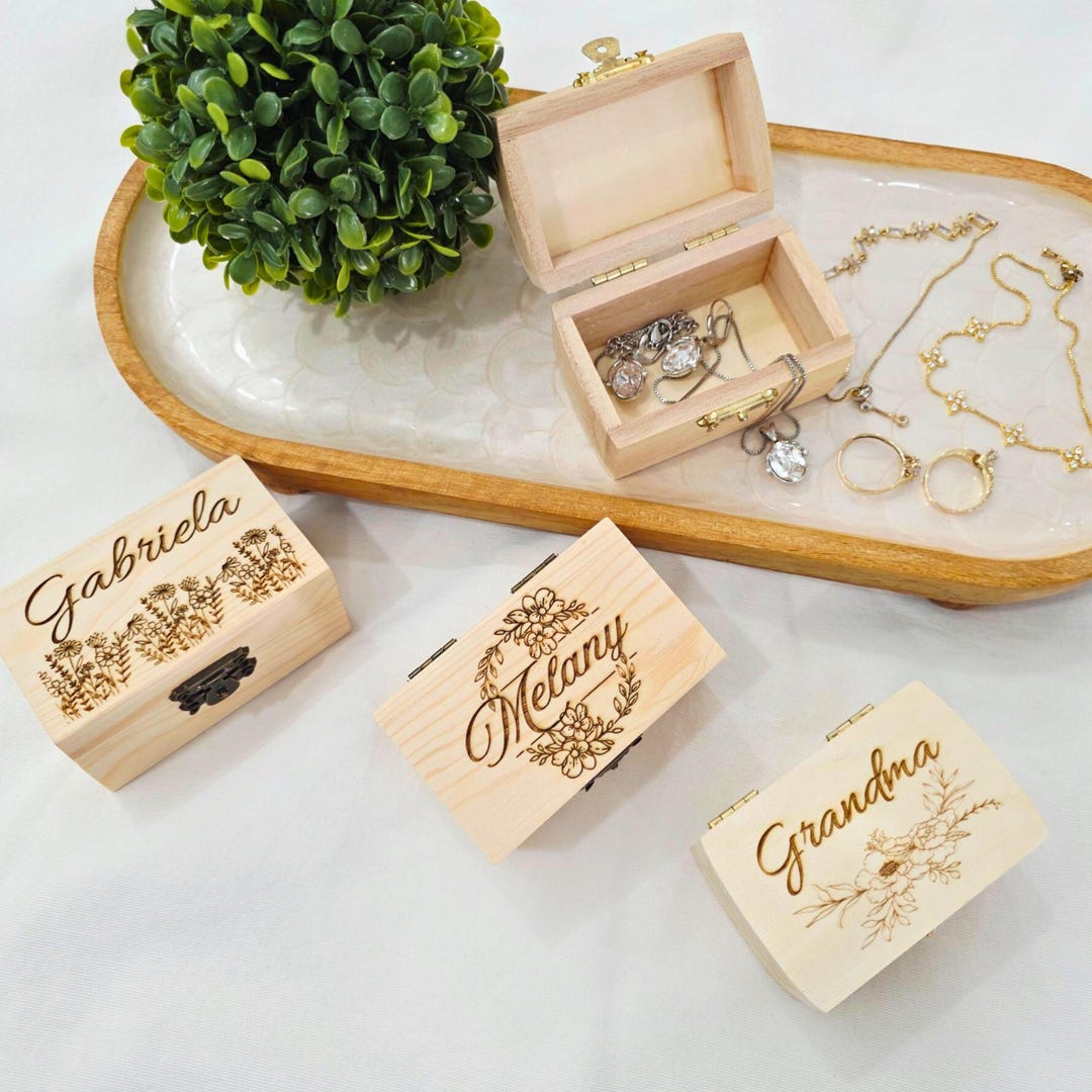 Personalized Laser Engraved Wooden Keepsake Box | Jewelry & Memory Box ...