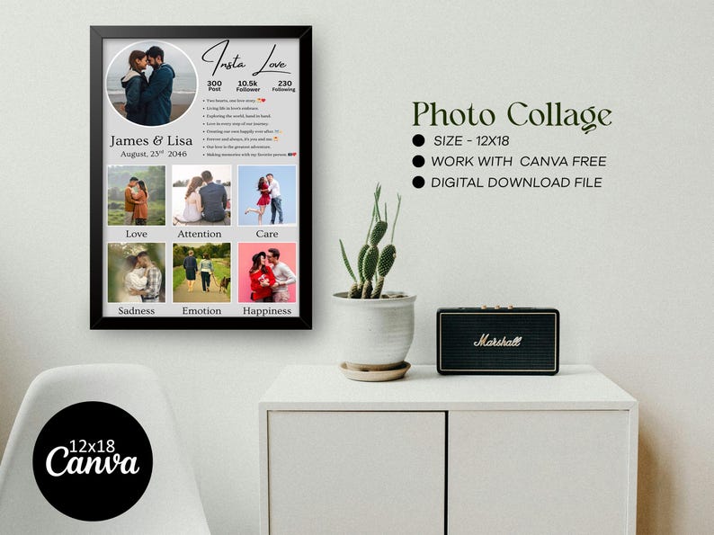 Personalized Photo Collage Template, Custom Keepsake (12x18 Digital ...